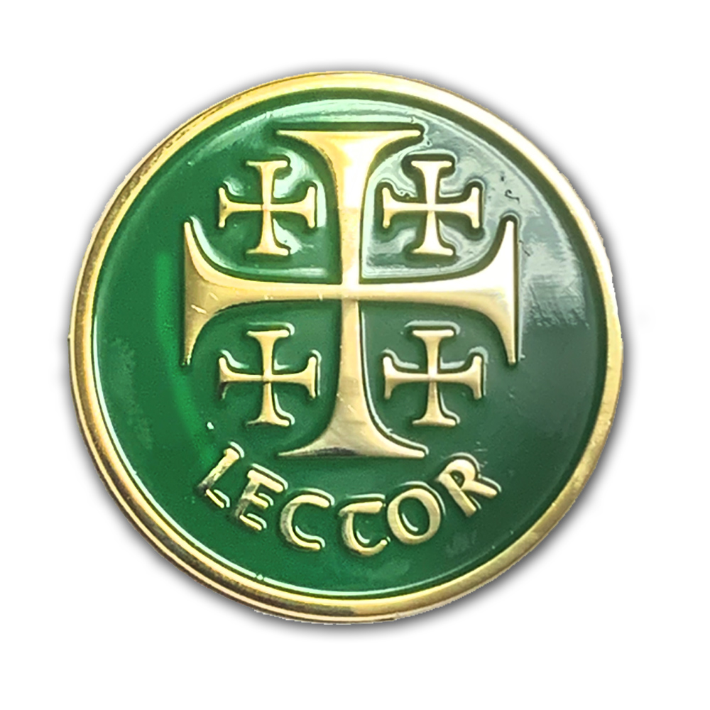 Green Enamel Jerusalem Cross Lector Pin: Terra Sancta Guild