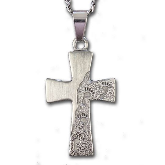 Footprints in the sand cross necklace store