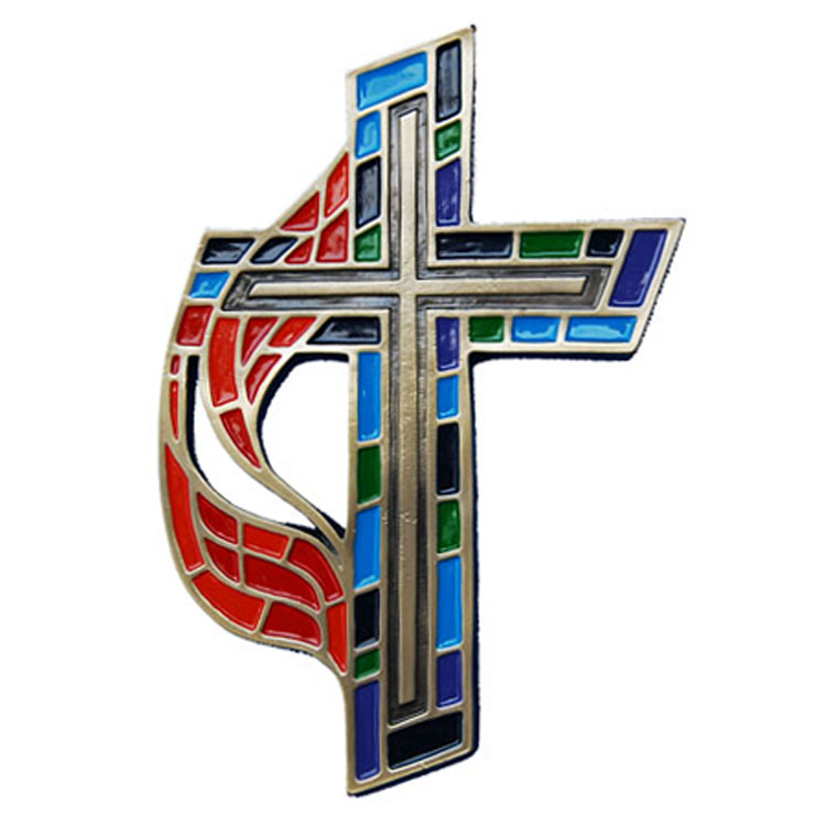 United Methodist Church Stained Glass Cross: Terra Sancta Guild