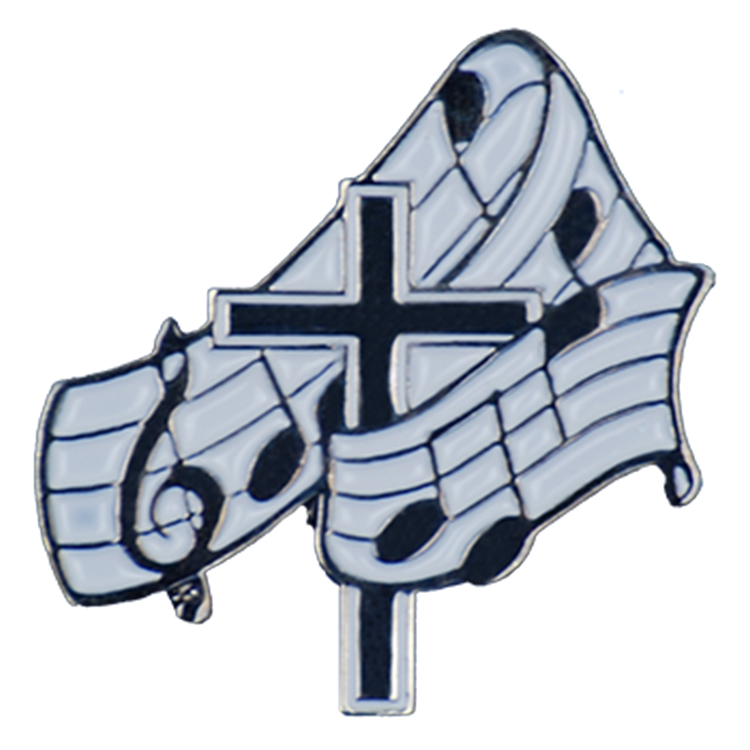 Musical Notes Cross Pin | Music Ministry Cross Pin | Terra Sancta Guild