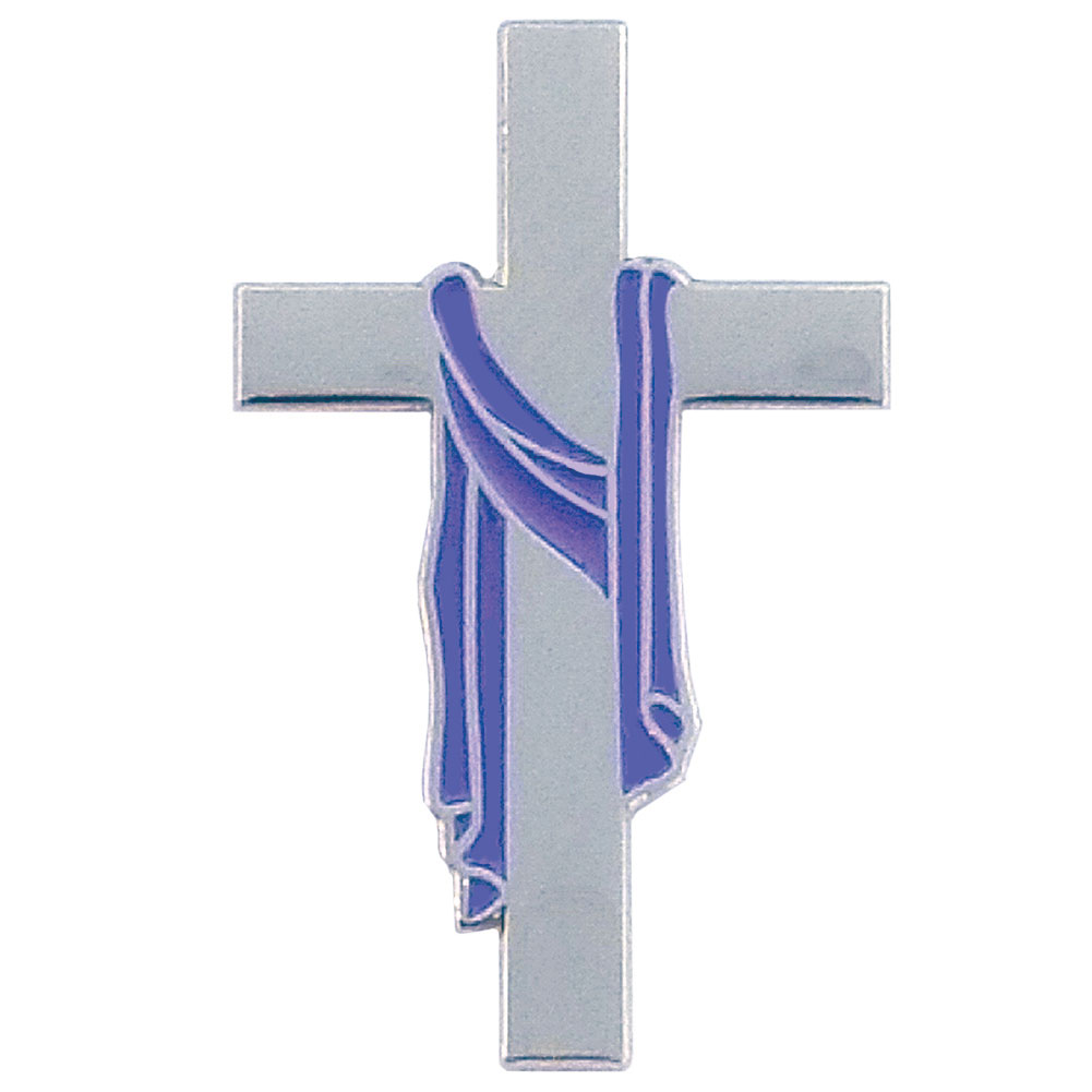 Easter Lapel Pins | Purple Shroud Easter Cross | Terra Sancta Guild