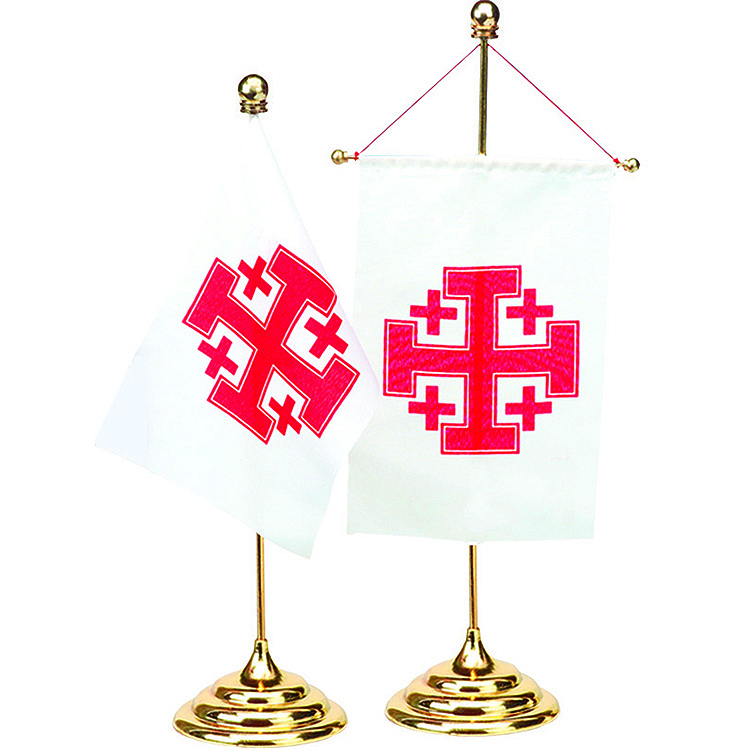 Jerusalem Cross Desk Flag | Terra Sancta Guild | Jerusalem Cross Flags