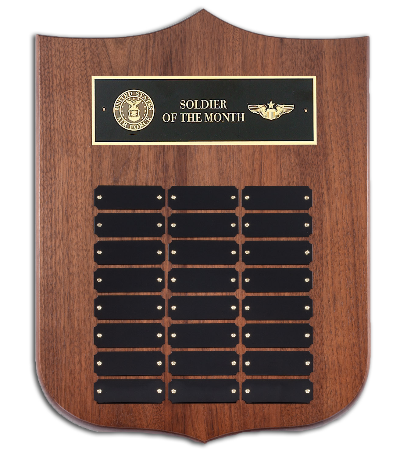 Walnut Perpetual Plaque- Sheild Design: Terra Sancta Guild